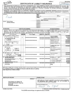 Sample Insurance Certificate | AgeWays